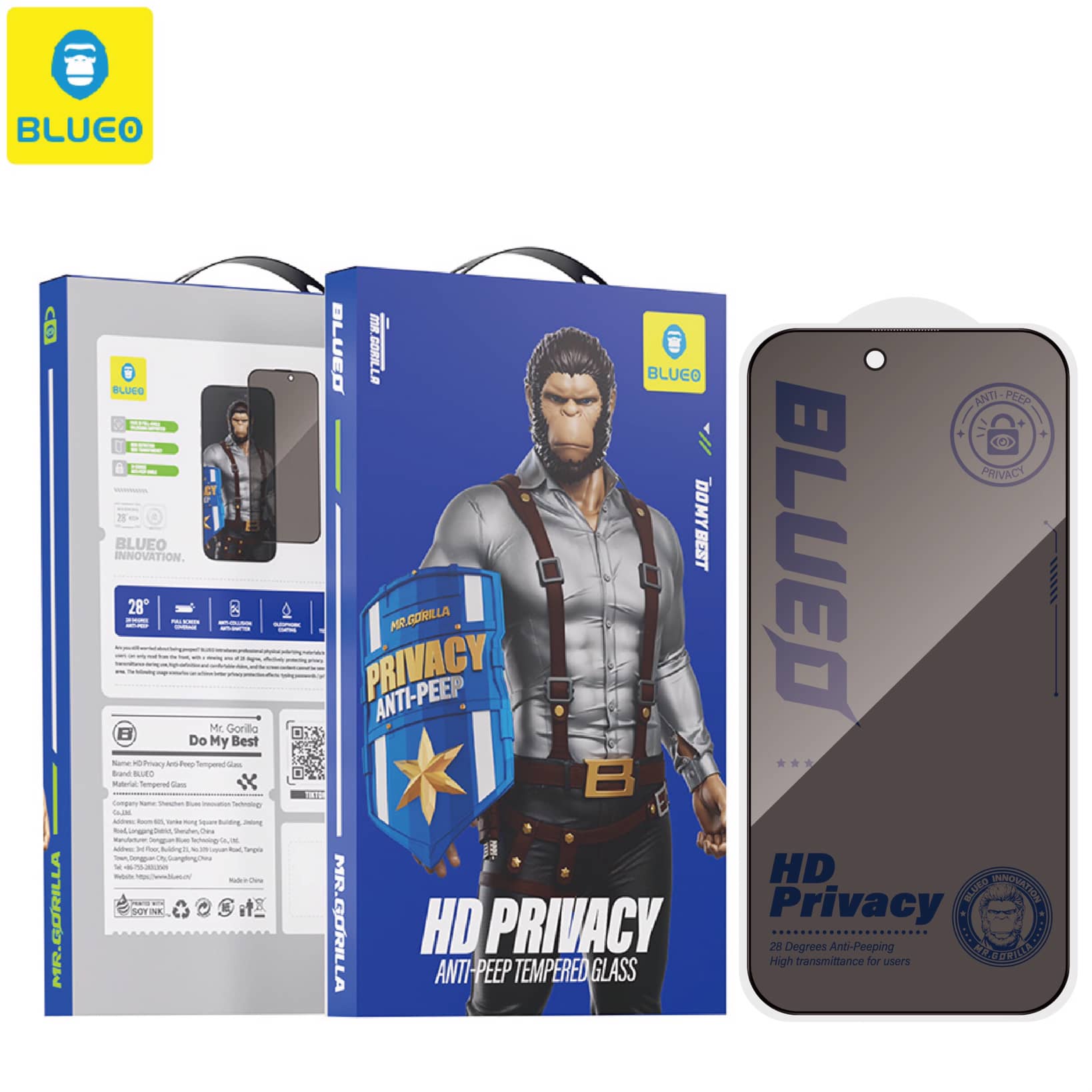 خرید گلس ، محافظ صفحه بلو پرایوسی Blueo Full Glass Anti Peep Privacy Iphone