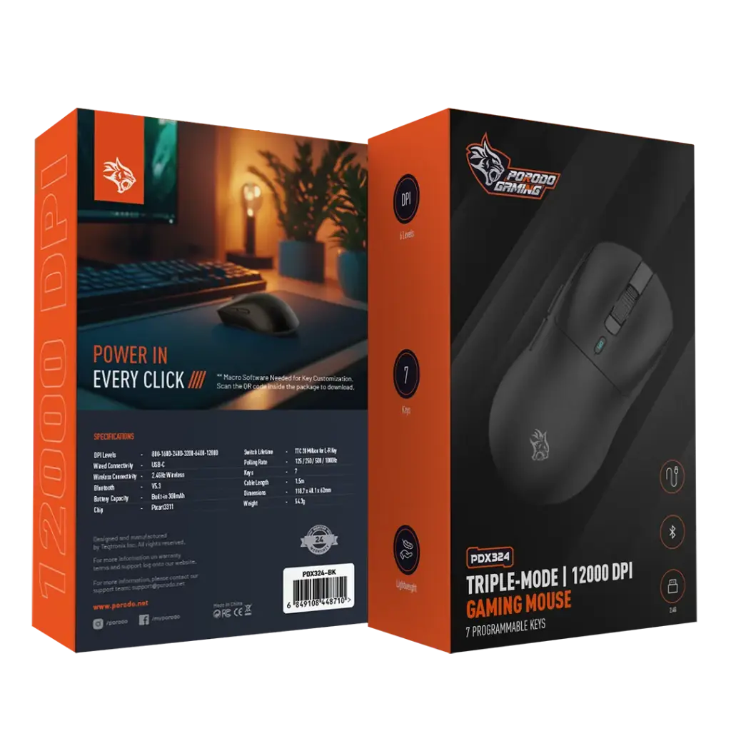 خرید موس Porodo PDX324 Triple Mode12000DPI Gaming Mouse